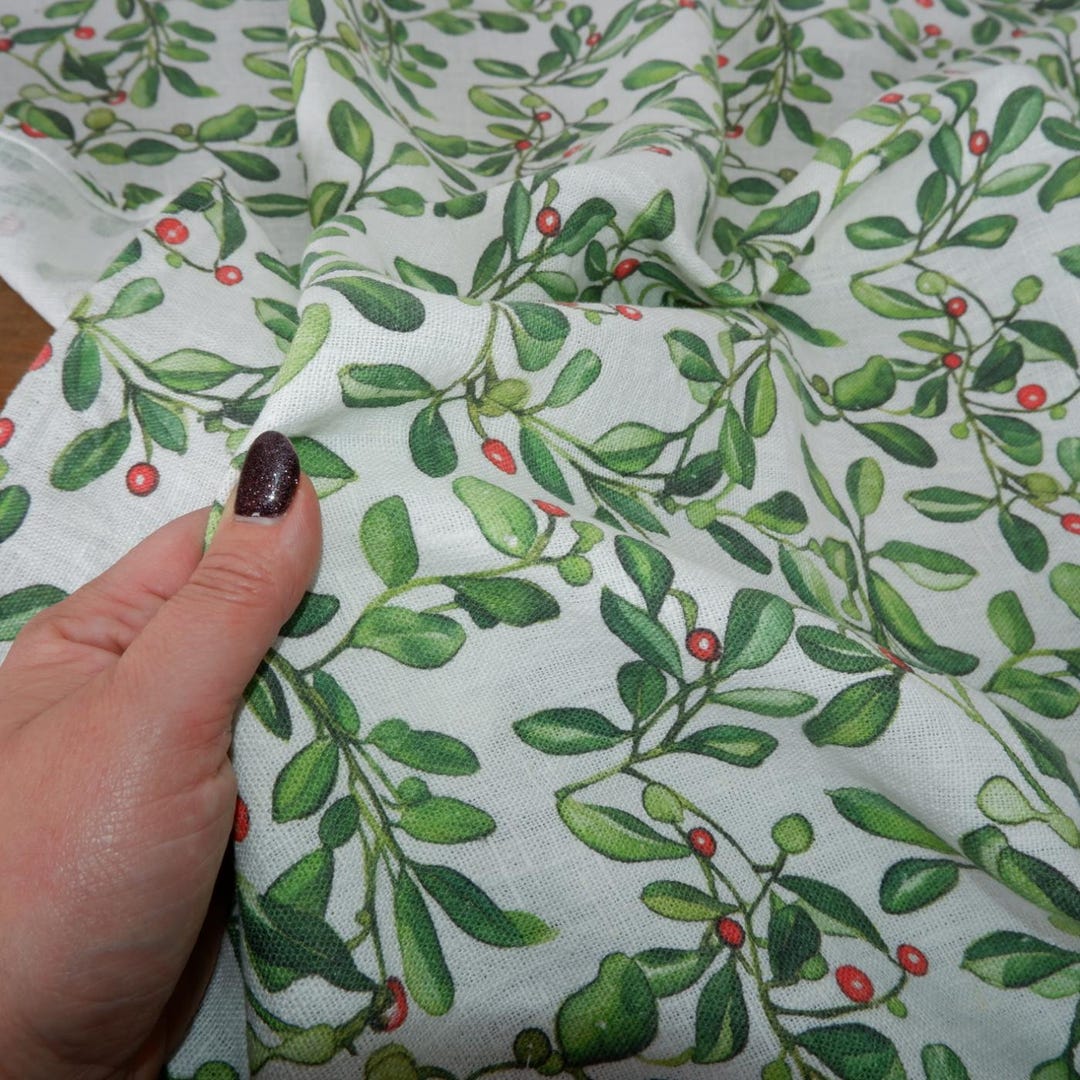 Softened Floral Pattern Linen Fabric, Heavy Weight Linen Upholstery ...
