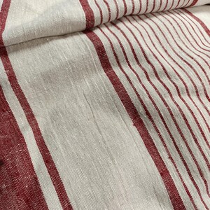 Heavy Striped Linen Fabric by the Yard or Meter 140cm Width. 240gsm for ...