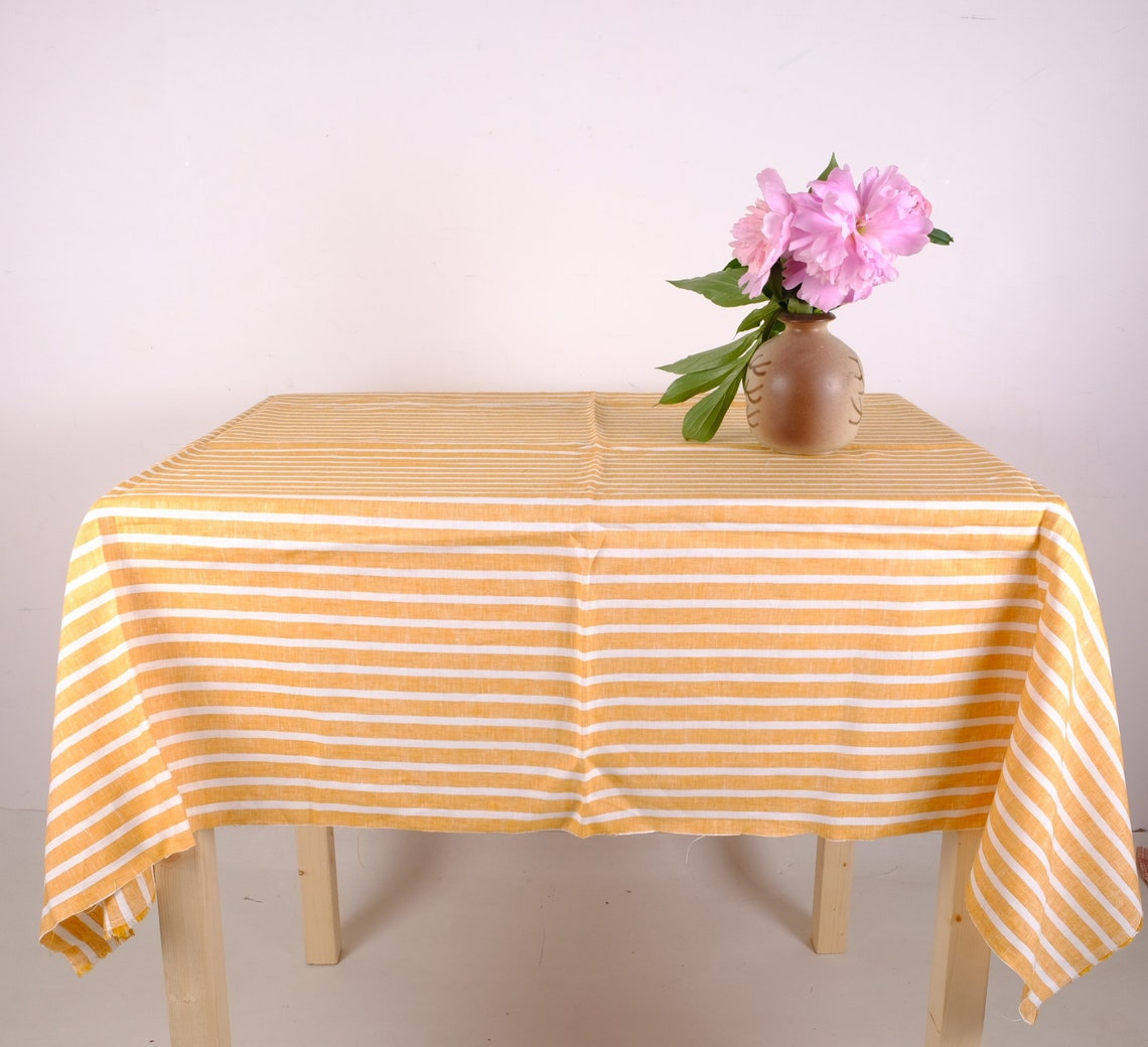 YELLOW Mustard Linen Tablecloth Elegant Linen Tablecloth | Etsy