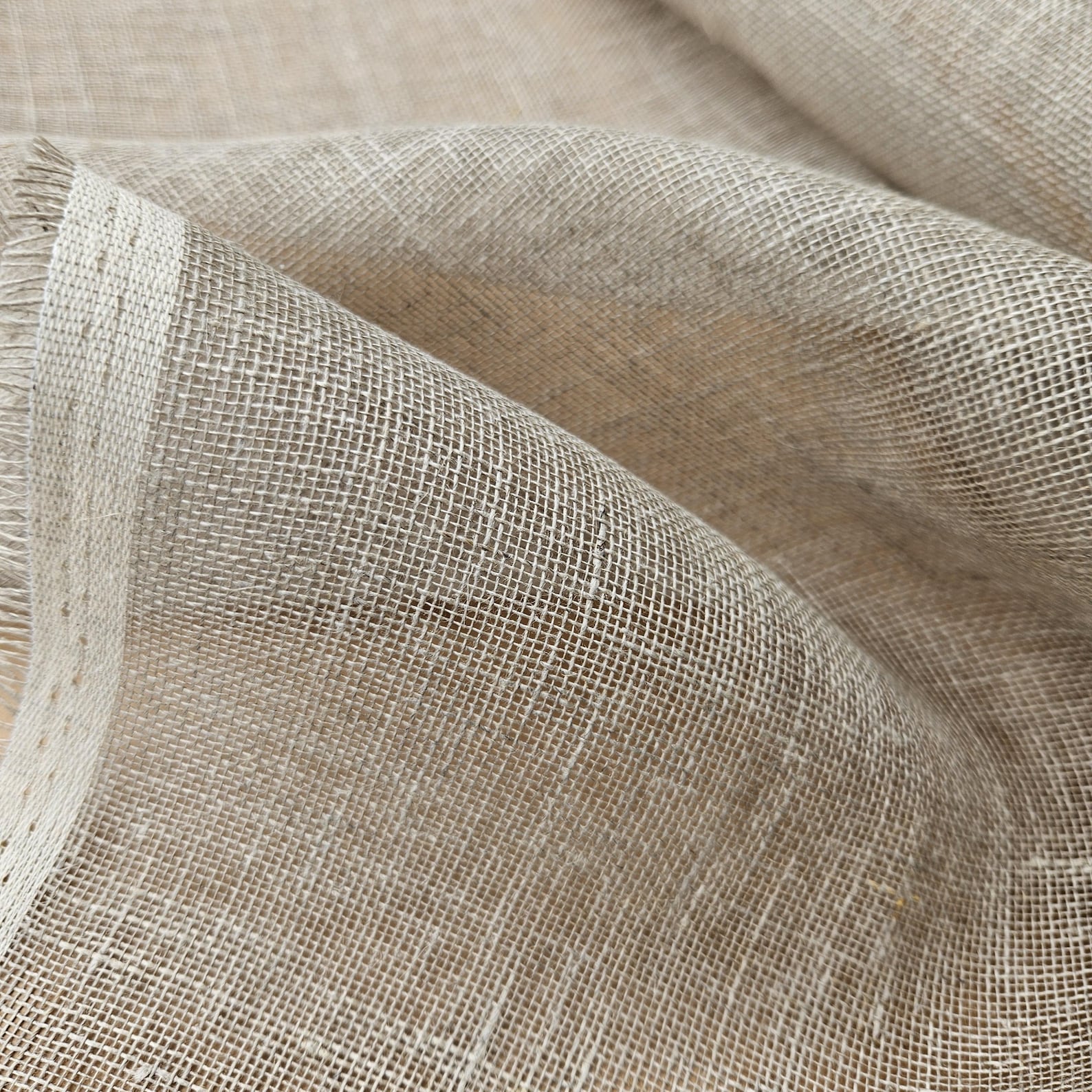 Natural Thin Linen Fabric for Curtains 100% Flax Transparent, Loose ...