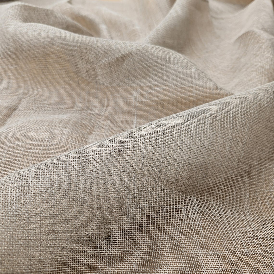 Natural Thin Linen Fabric for Curtains 100% Flax Transparent, Loose ...
