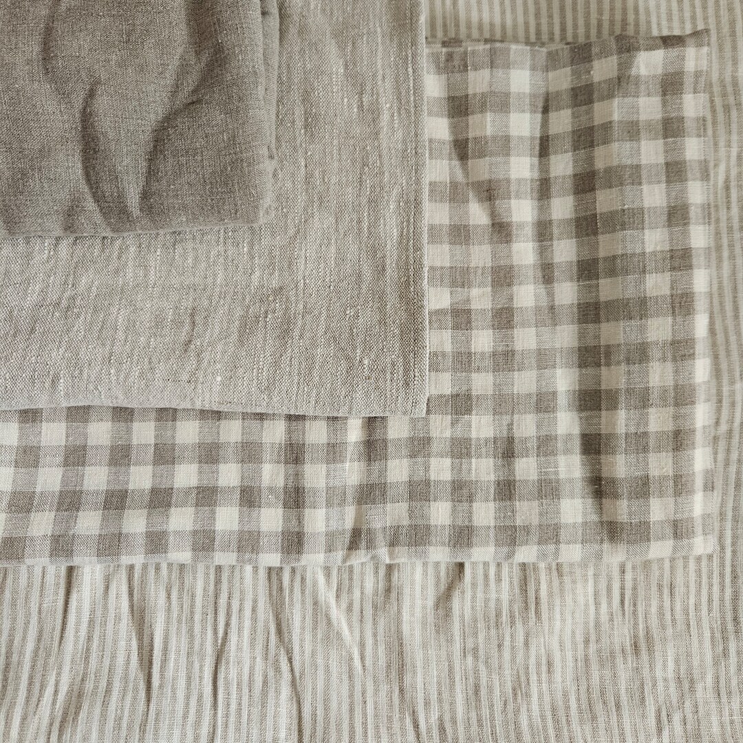 Gingham Linen Fabric Checks Natural Fabric Classic Checks Stonewashed ...