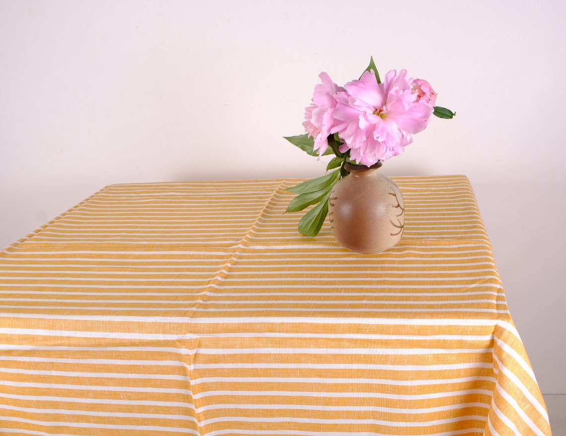 YELLOW Mustard Linen Tablecloth Elegant Linen Tablecloth | Etsy