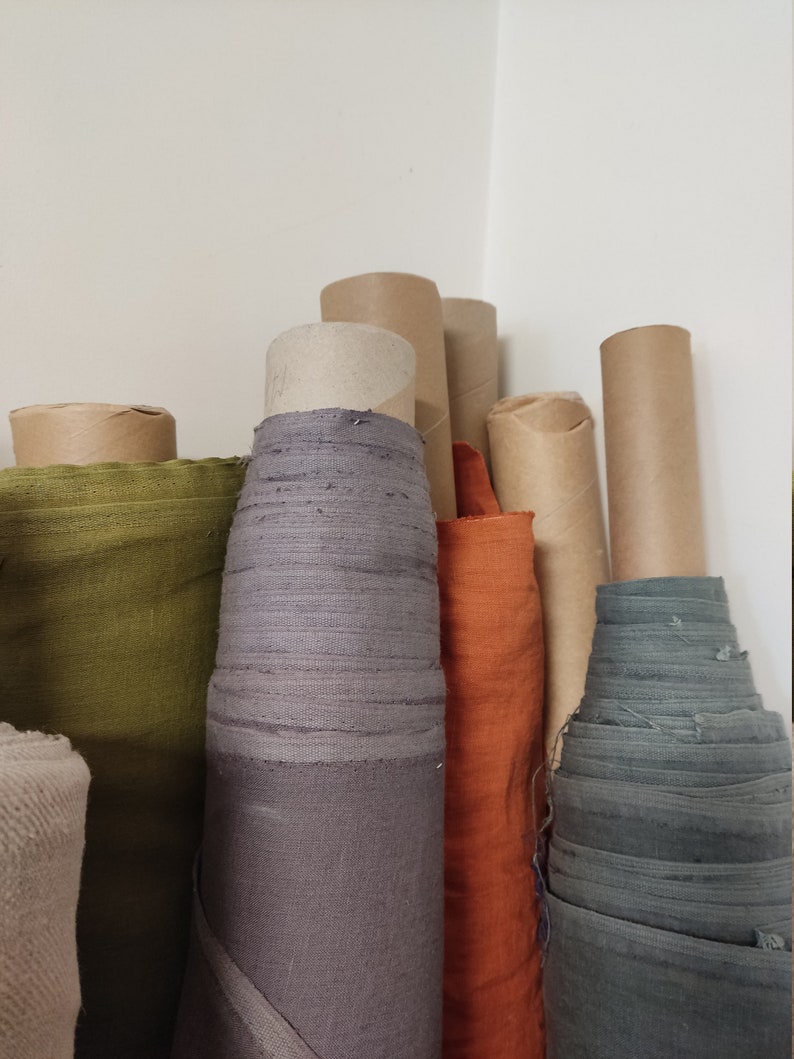 STONEWASHED Many Colours 100% Linen Fabric Flax. Natural Pink Blue ...