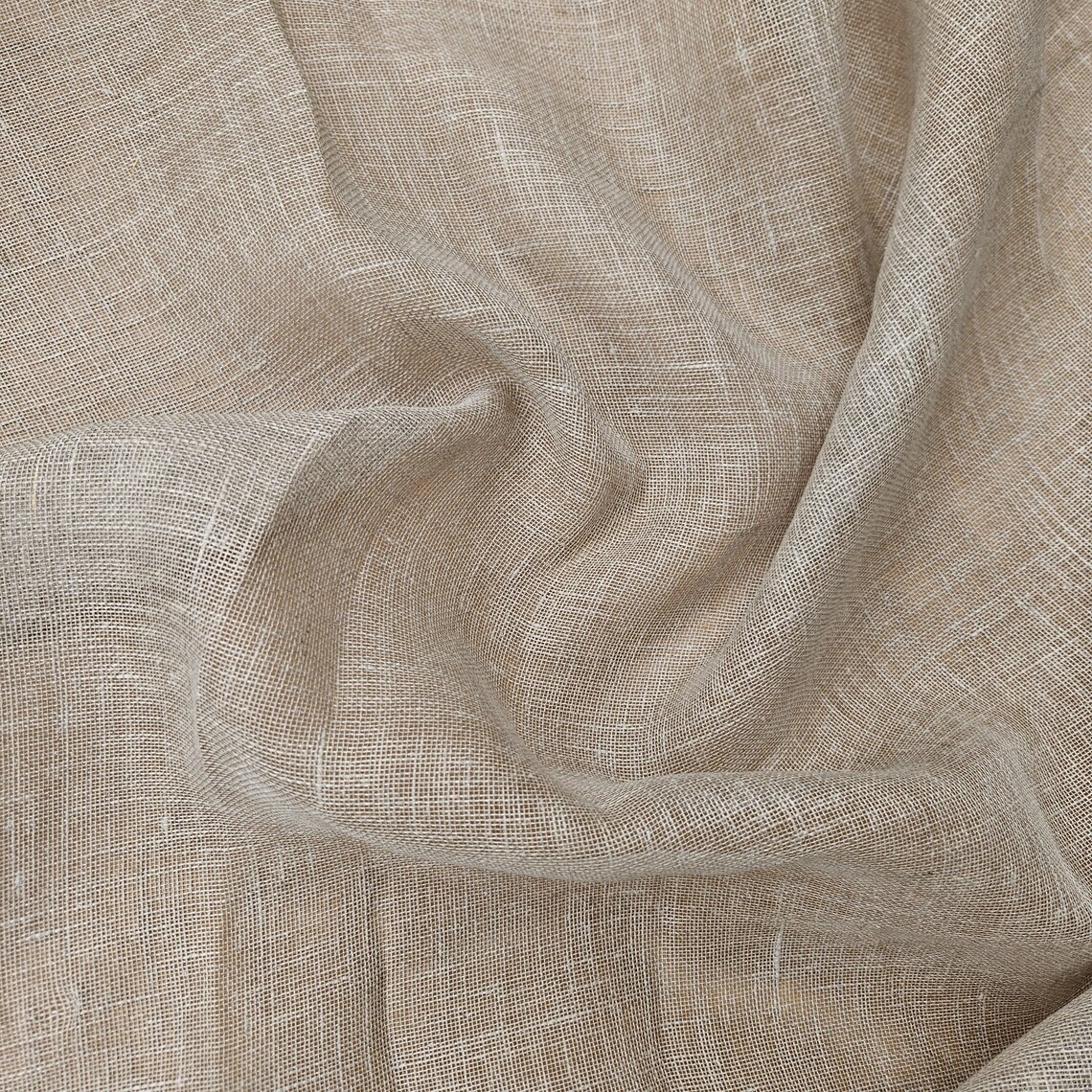 Natural Thin Linen Fabric for Curtains 100% Flax Transparent, Loose ...