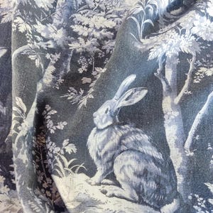 Curtains 100% Linen Blue Rabbit Softened - Window Panel. Kitchen Living ...