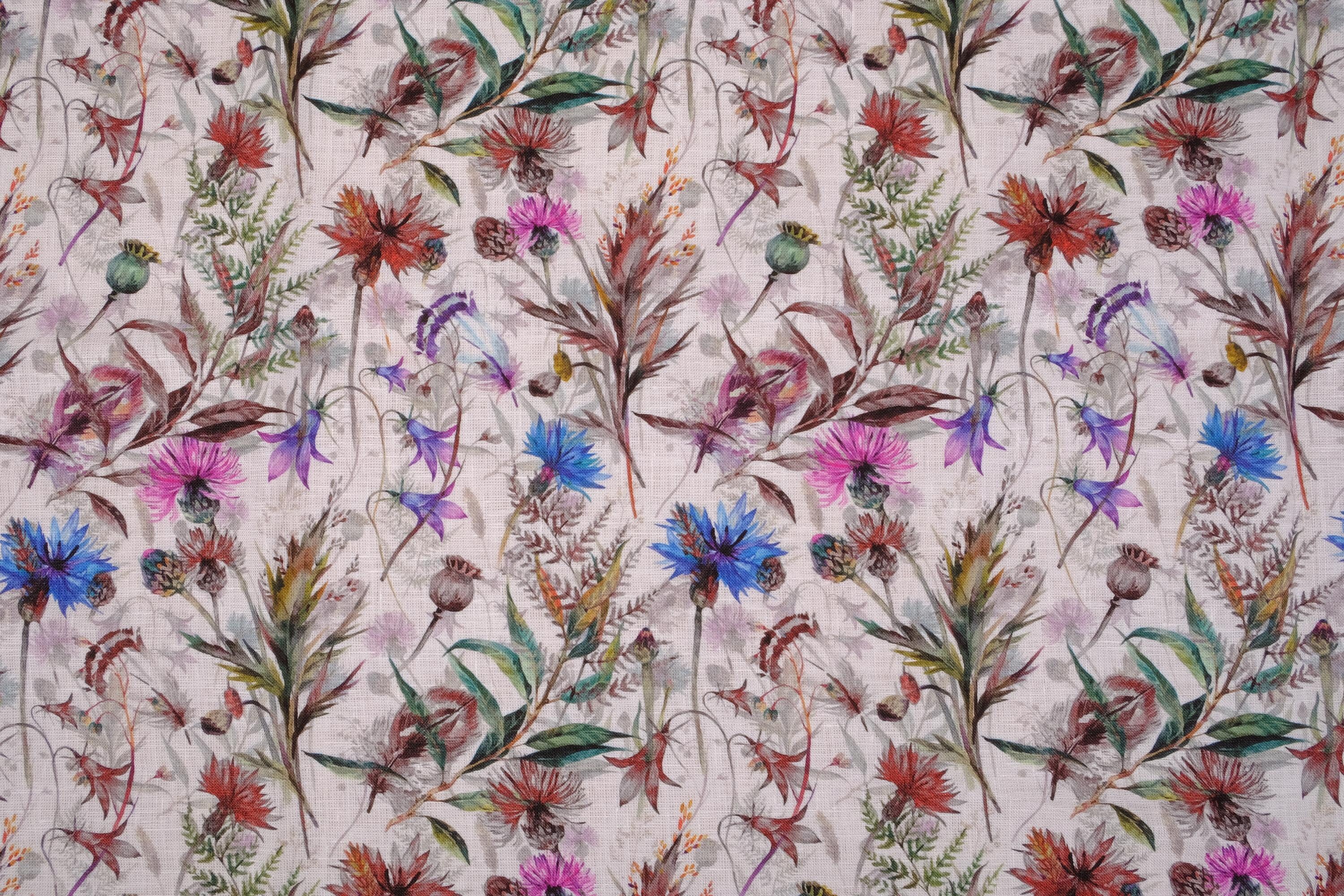 Softened Floral Pattern Linen Fabric With Flowers Linen - Etsy
