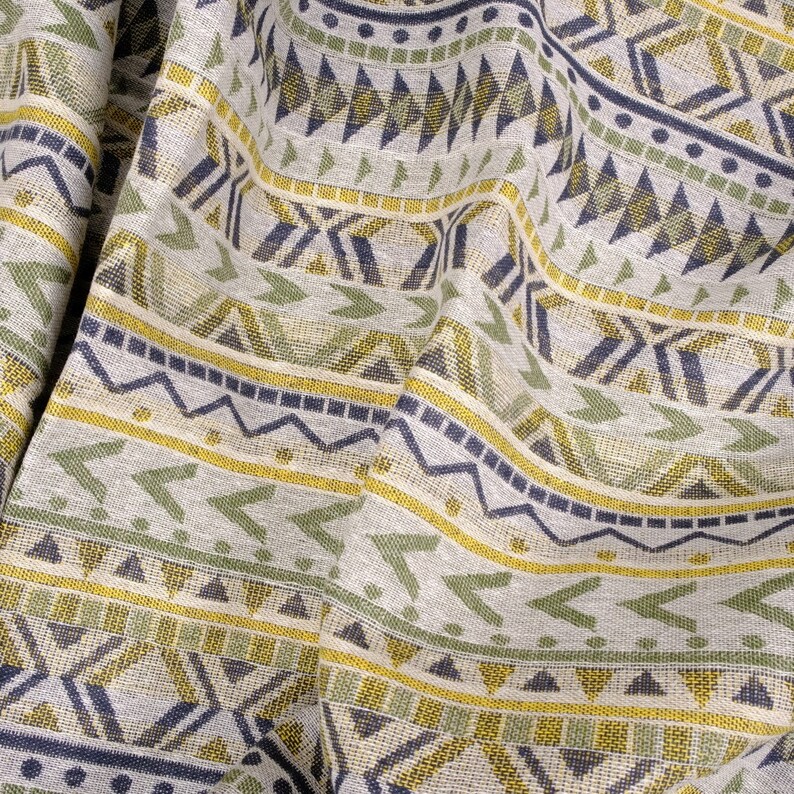 Geometric Pattern Linen Fabric Heavy Weight Linen by the - Etsy