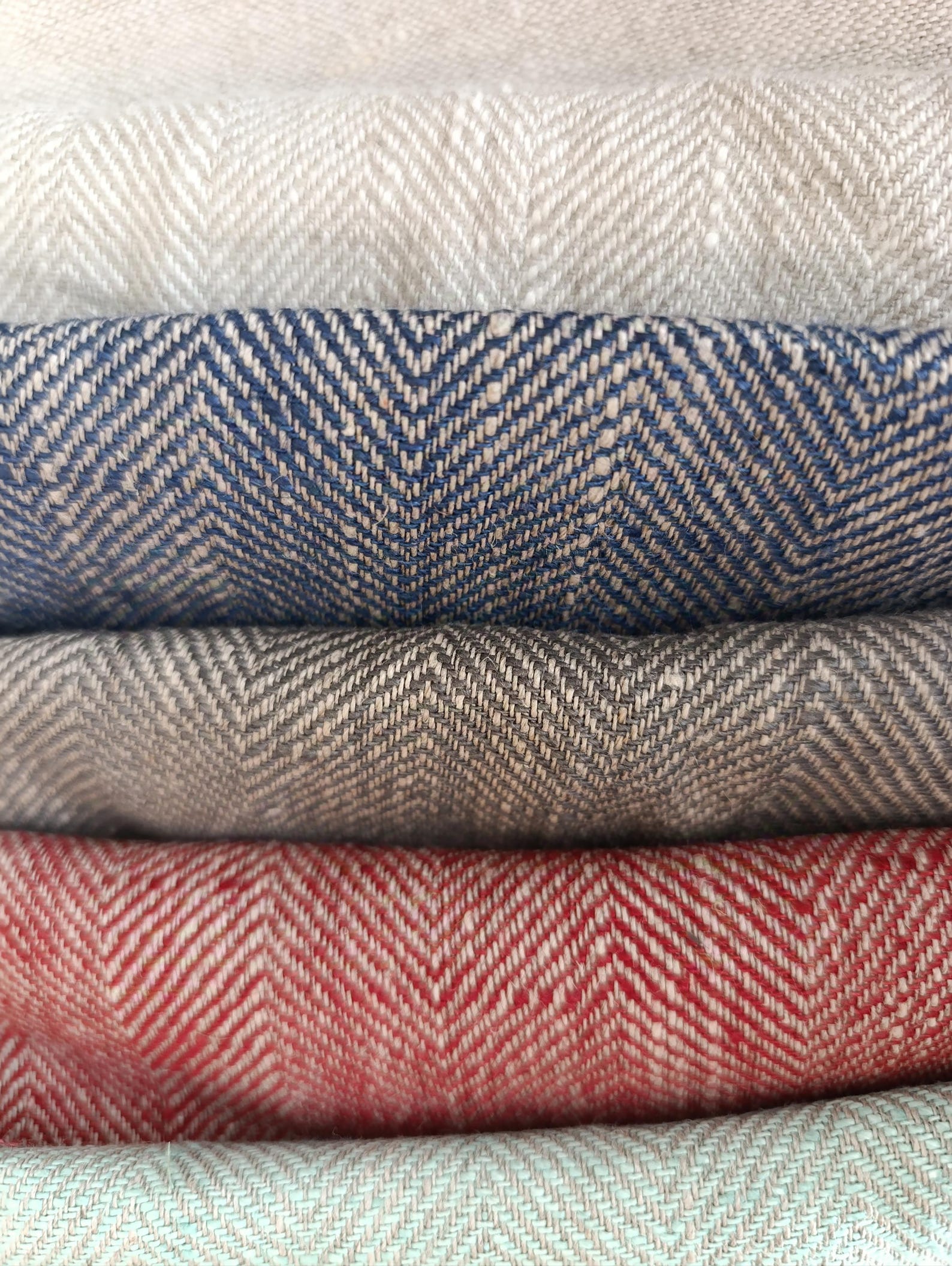 Herringbone Pure Linen Fabric, Very Heavy Weight Prewashed. 280 Gsm ...