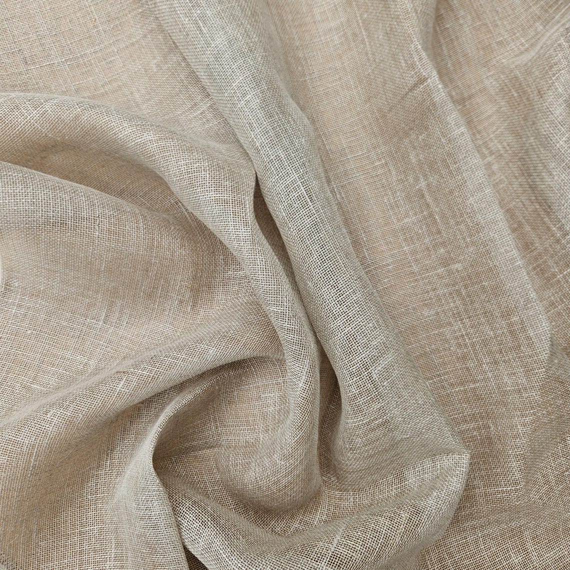 Natural Thin Linen Fabric for Curtains 100% Flax Transparent, Loose ...