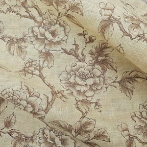 Softened Floral Pattern Linen Fabric, Heavy Weight Linen Upholstery ...