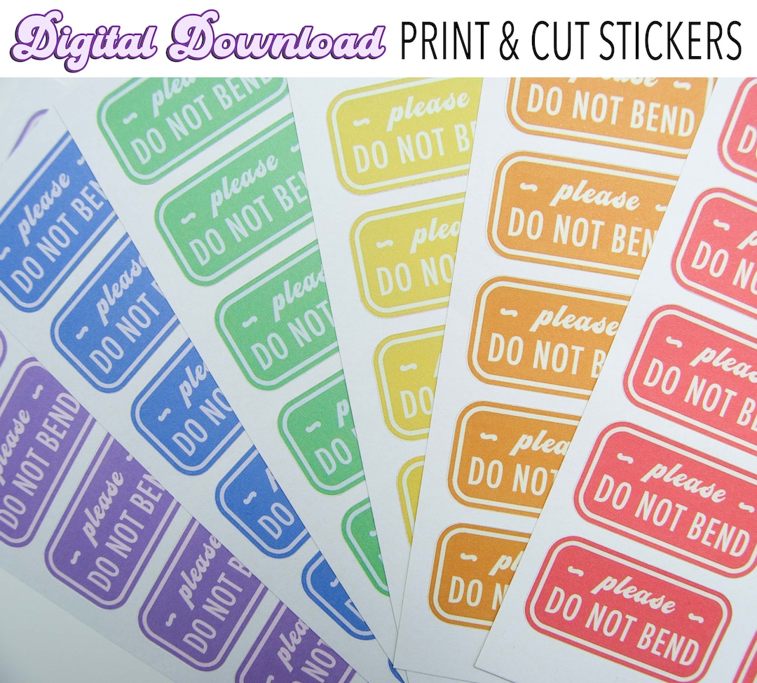 Printable DO NOT BEND Sticker Sheets Print & Cut Digital File - Etsy