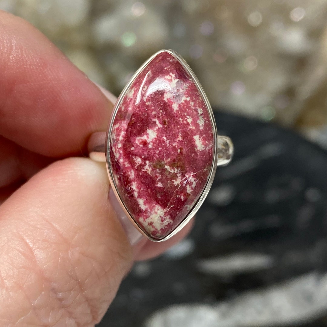Thulite Marquise Ring, Thulite, Thulite Ring, Pink Stone, Pink Ring ...