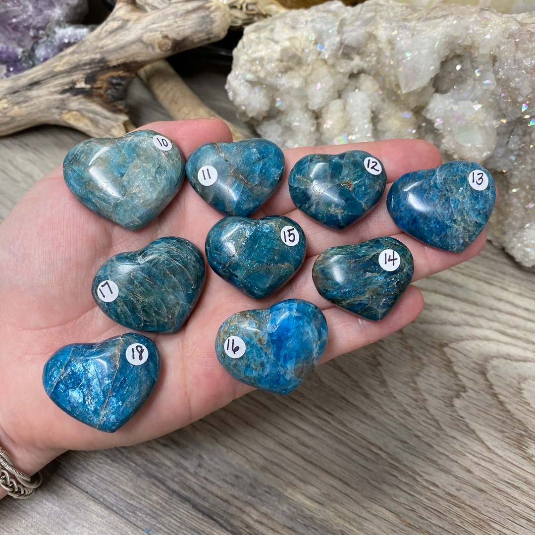 Blue Apatite Small Heart Pocket Stone, Blue Apatite, Apatite, Heart ...