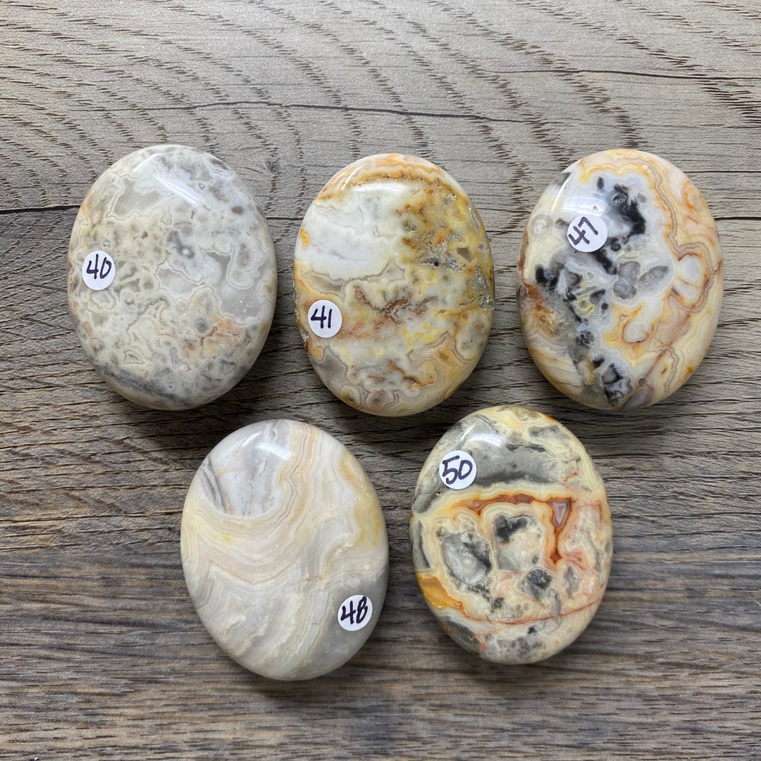 Crazy Lace Agate Pillow Palm Stones, Yellow Crazy Lace Agate, Crazy ...