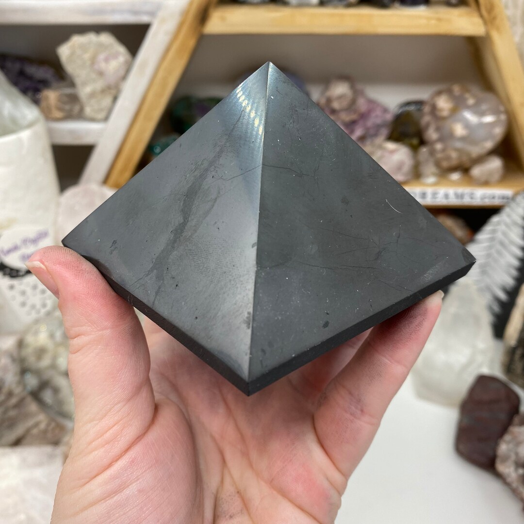 Shungite 3 Pyramid, Shungite, Shungite Pyramid, Pyramids, Crystal ...