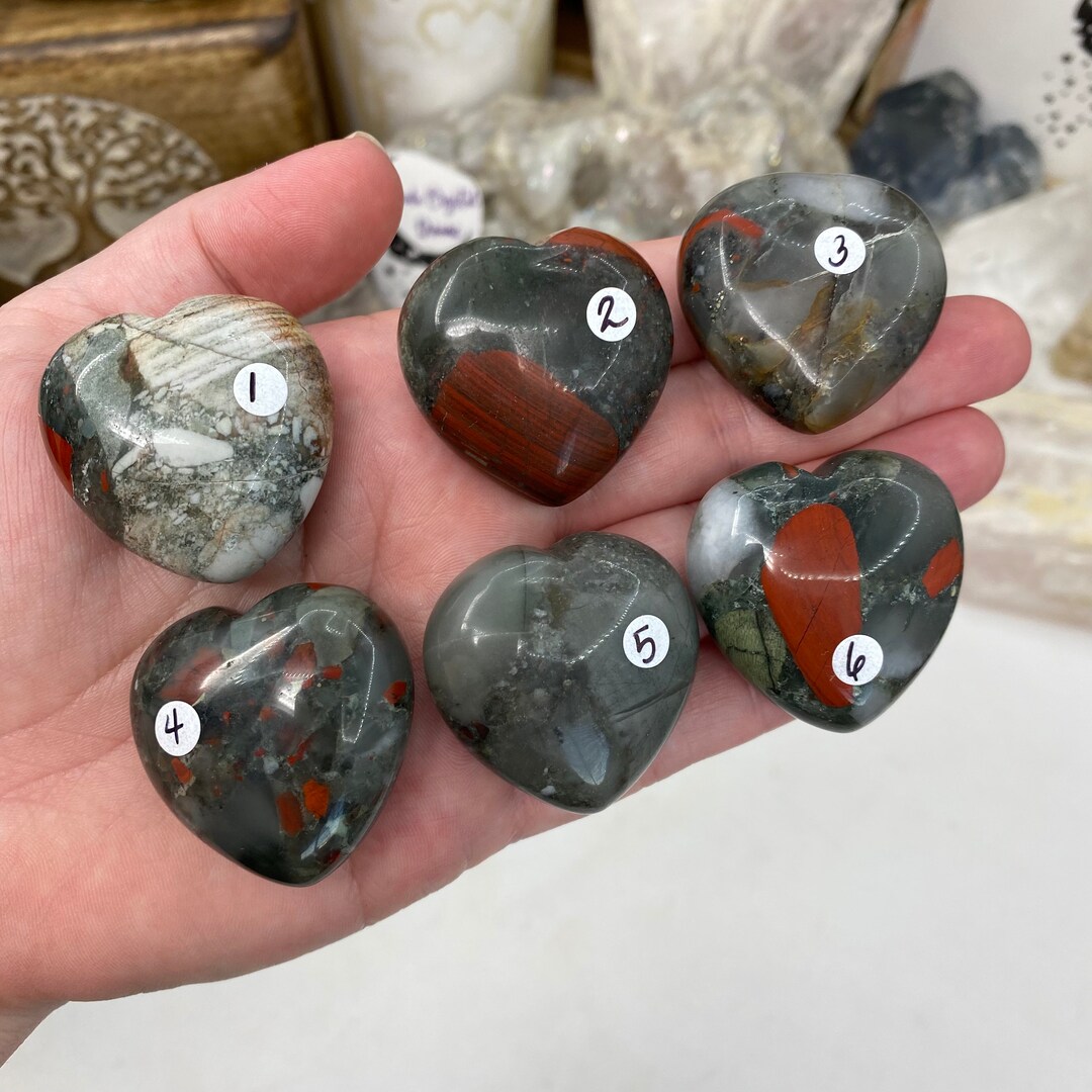 African Bloodstone 35mm Hearts 1-6, African Bloodstone, Bloodstone ...