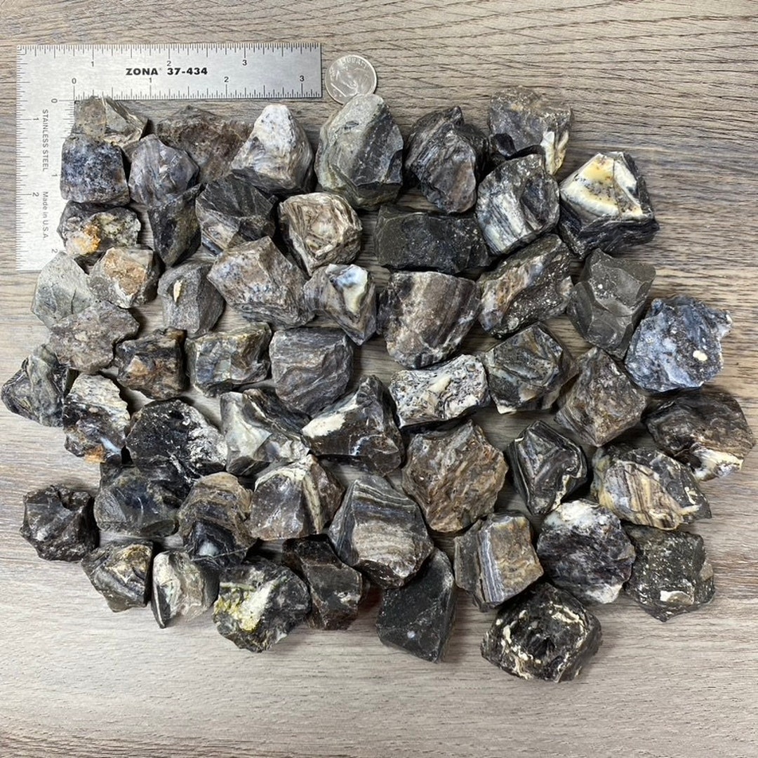 Dendritic Dark Opal Rough Pieces, Dendritic Opal, Opal, Common Opal ...