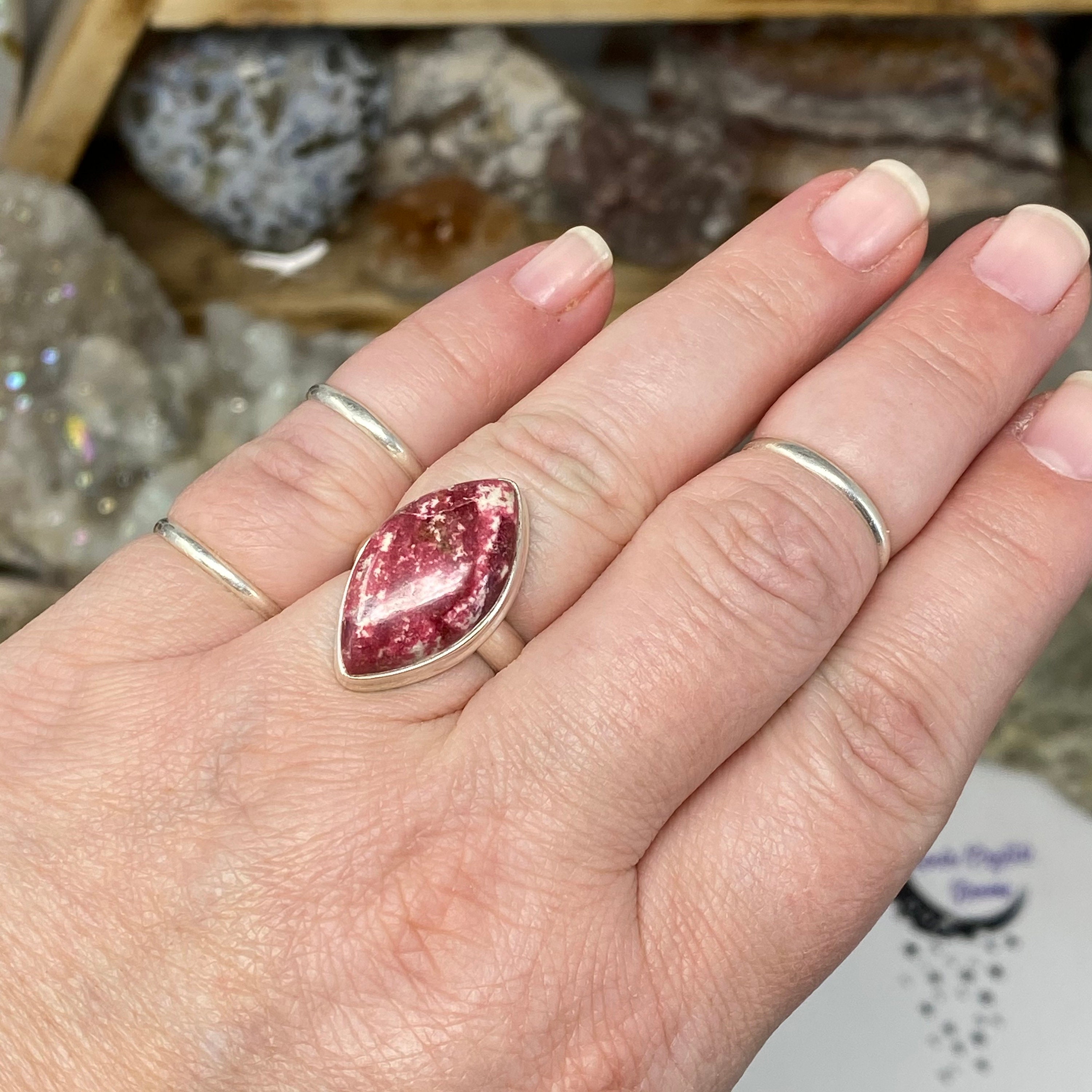 Thulite Marquise Ring Thulite Thulite Ring Pink Stone Pink | Etsy