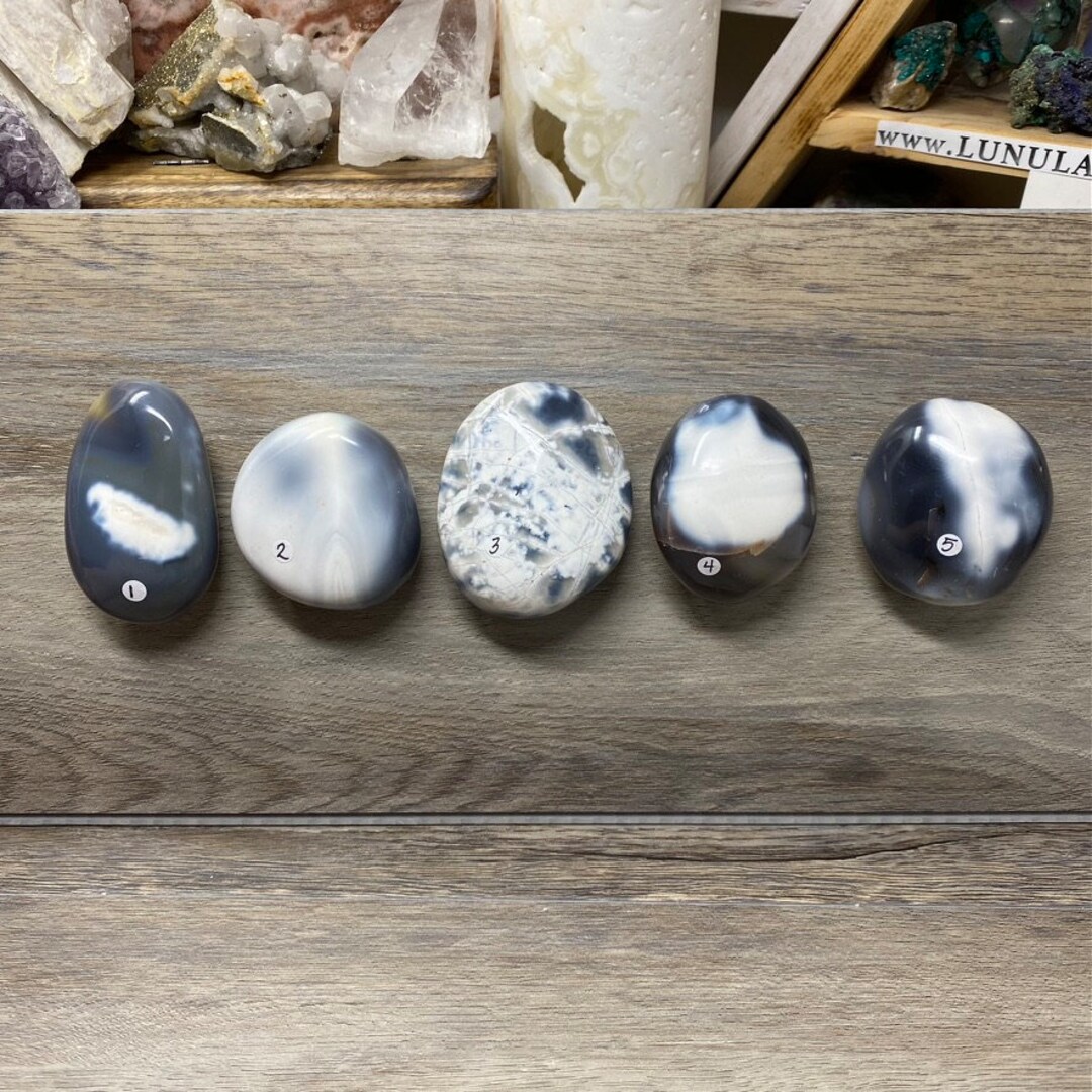 Orca Blue Agate Palm Stone 's 1-5, Orca Agate, Orca Stone, Agate ...