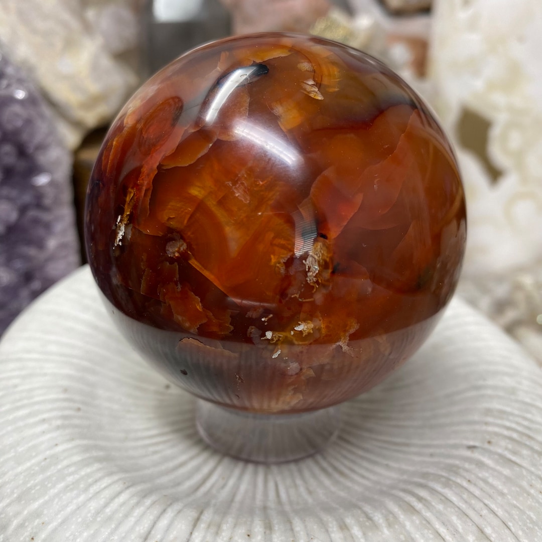 Carnelian 70mm / 2.78" Sphere #5, Carnelian, Carnelian Spheres, Carnelian Stone, Crystal Spheres ...