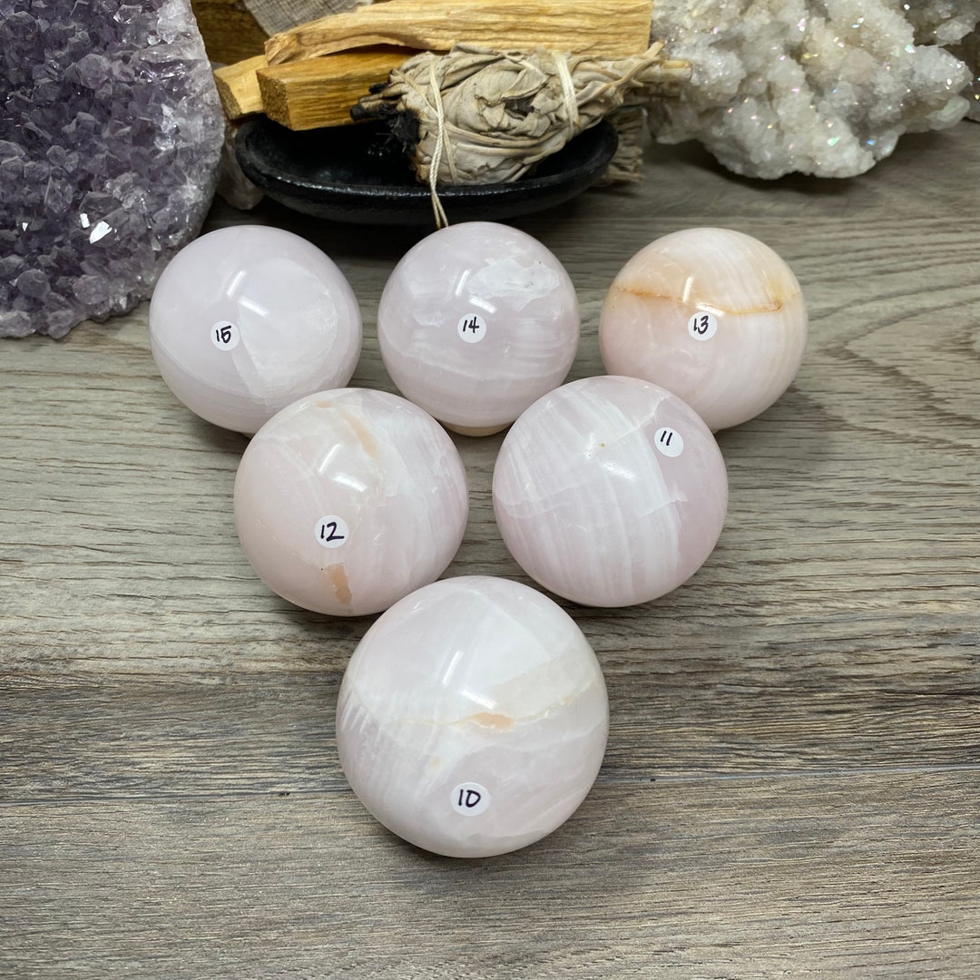 Pink Calcite / Mangano Calcite 48-49mm Spheres, Pink Calcite, Pink ...