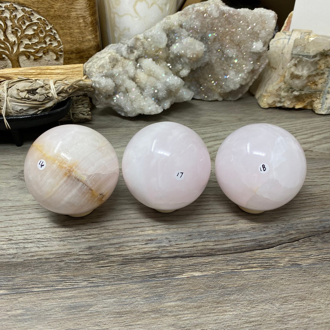 Pink Calcite / Mangano Calcite 60-61mm Spheres, Pink Calcite, Pink ...