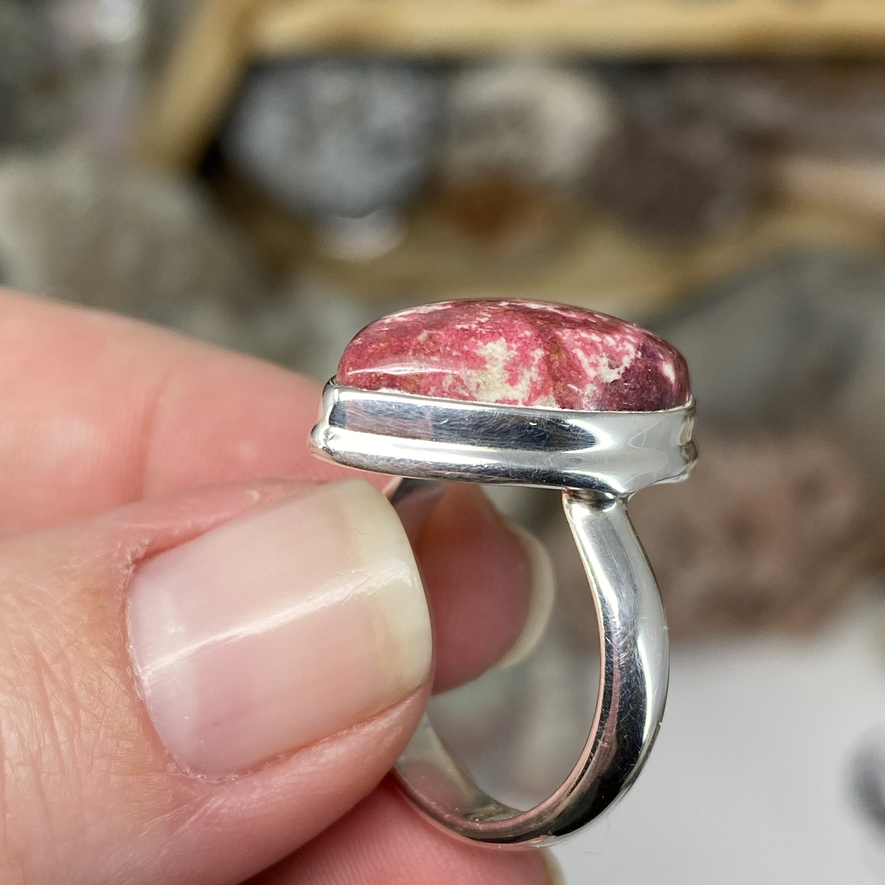 Thulite Marquise Ring Thulite Thulite Ring Pink Stone Pink | Etsy