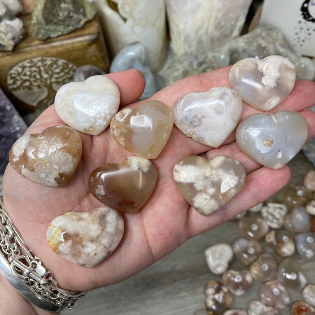Flower Agate 1.25 Pocket Heart 's 18-31, Flower Agate, Agate, Agate ...
