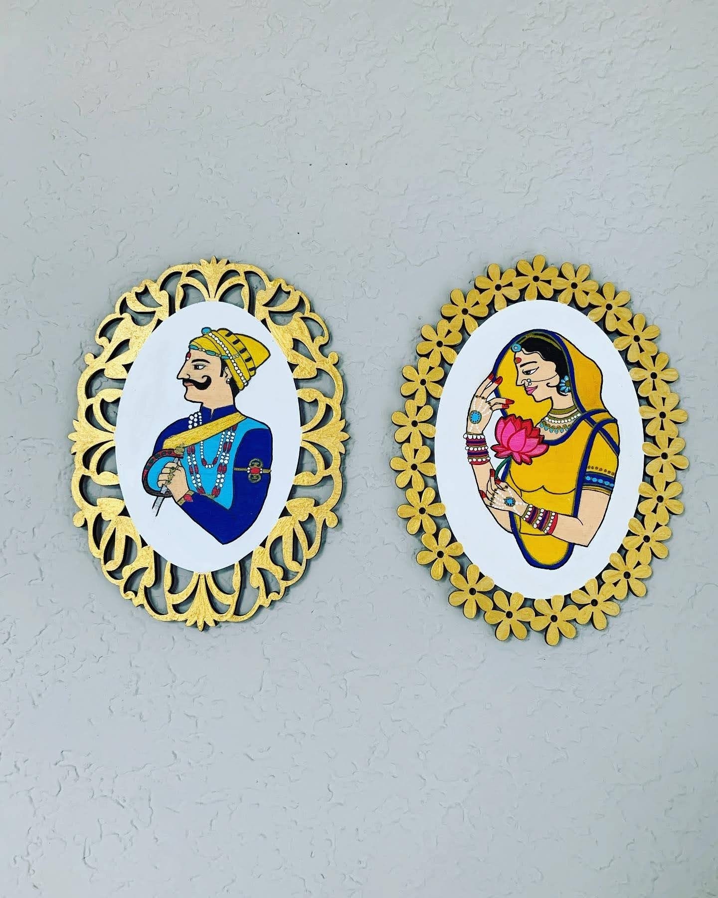 Indian Raja Rani Rajput Rajasthani Style Motifs Painted on - Etsy