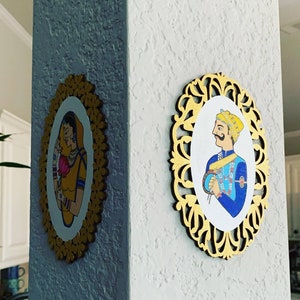 Indian Raja Rani Rajput Rajasthani Style Motifs Painted on Wooden ...