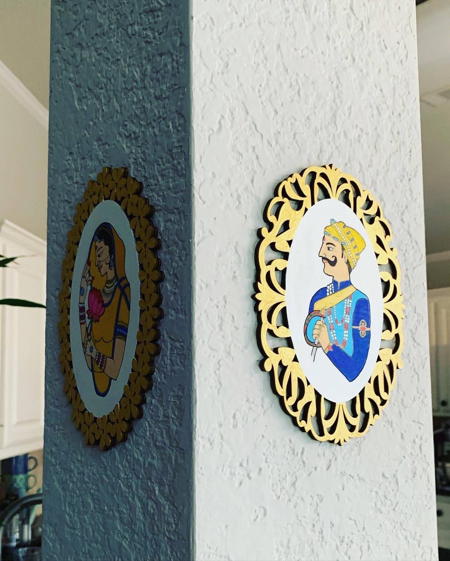 Indian Raja Rani Rajput Rajasthani Style Motifs Painted on - Etsy