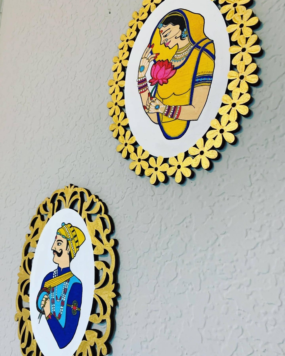 Indian Raja Rani Rajput Rajasthani Style Motifs Painted on - Etsy