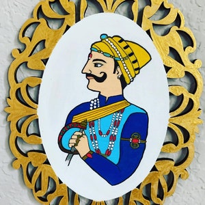 Indian Raja Rani Rajput Rajasthani Style Motifs Painted on Wooden ...