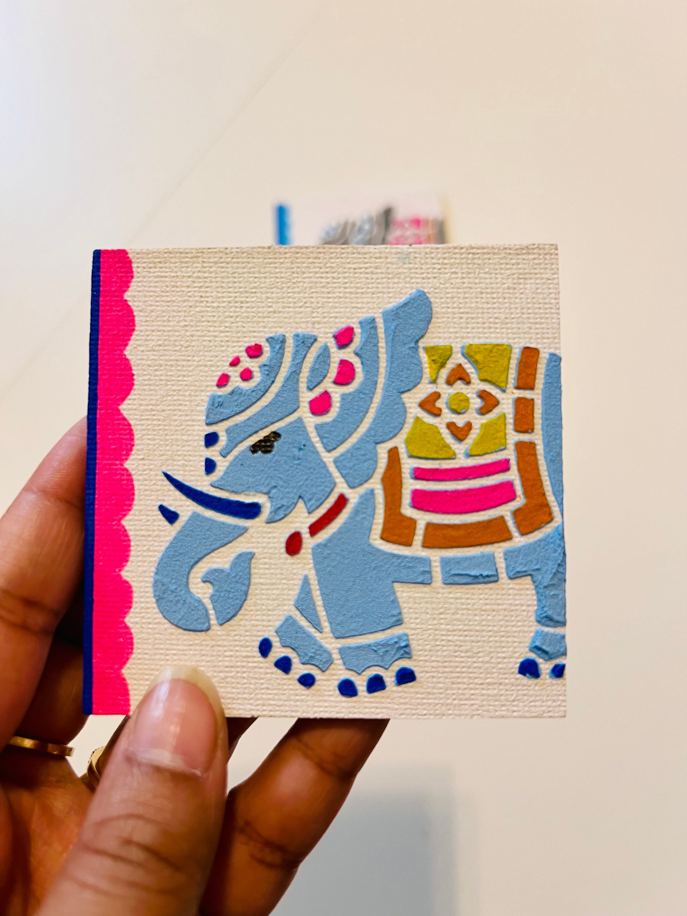 Hand Painted Textured Indian Elephant Fridge Magnet Perfect - Etsy
