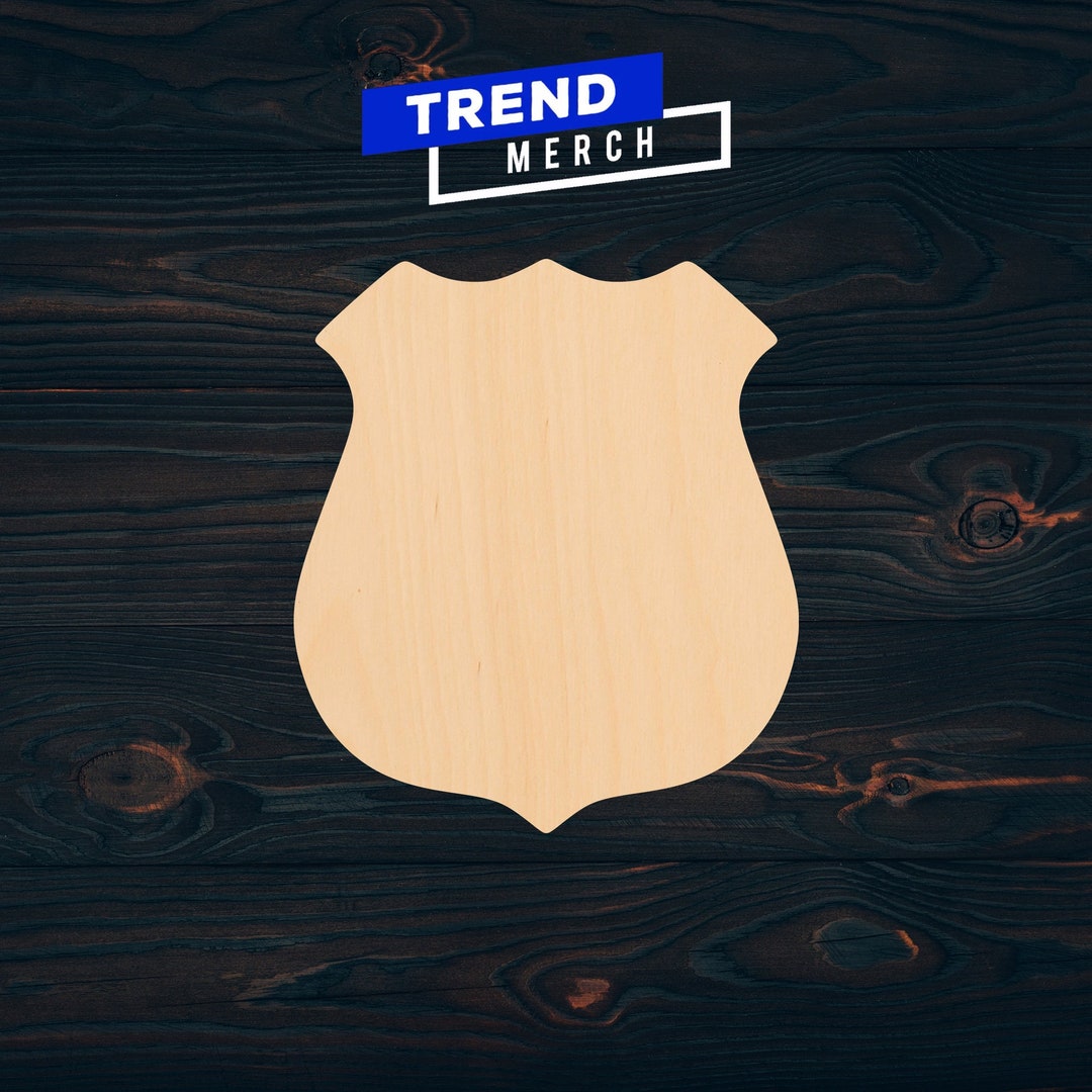 Police Badge Wood Cutout, Police Badge Wood Shape, Unfinished Wooden ...
