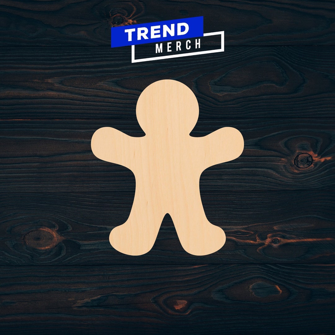 Gingerbread Man Wood Cutout, Unfinished Wooden Gingerbread Man Shape ...