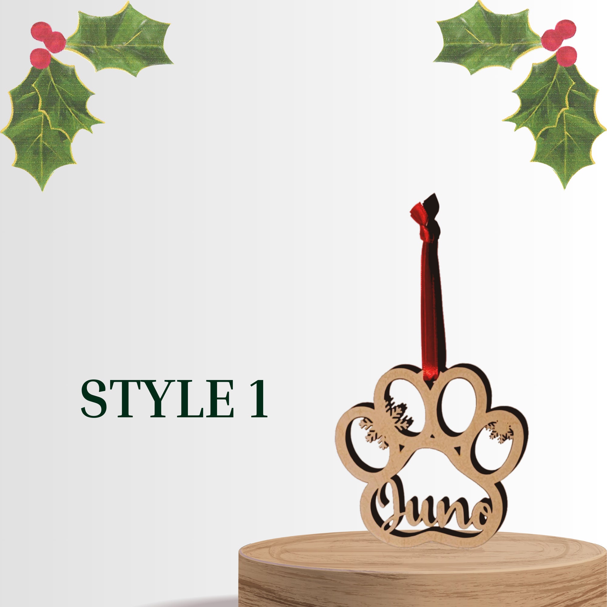 Christmas Ornament Dog Paw Personalized Ornament Custom Pet Christmas Ornament Epic Wooden Maple ...