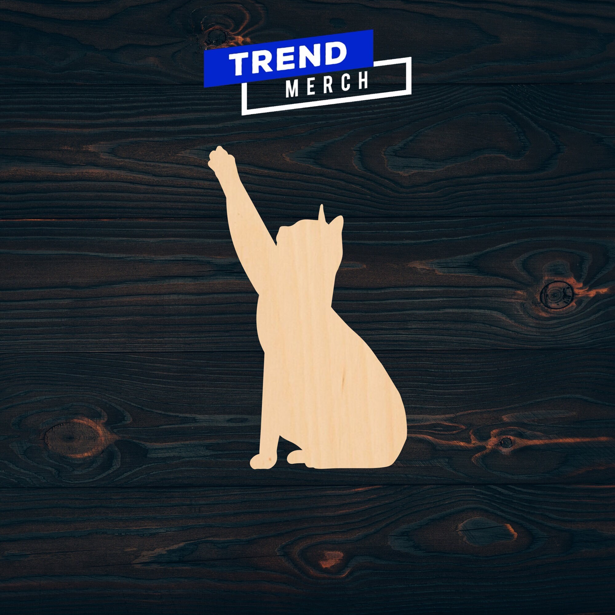 Unfinished Wood Cat Reaching Shape, Wooden Reaching Cat for DIY Crafts ...