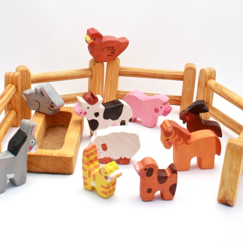 Wooden Farm Animals Play Set - Etsy