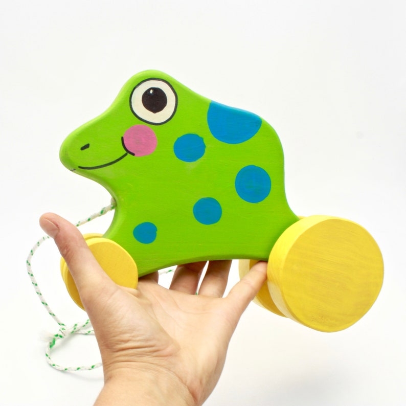 Wooden Frog Pull Toy⎟animals on Wheels⎟wooden Frog Toy⎟organic Toy⎟toys ...