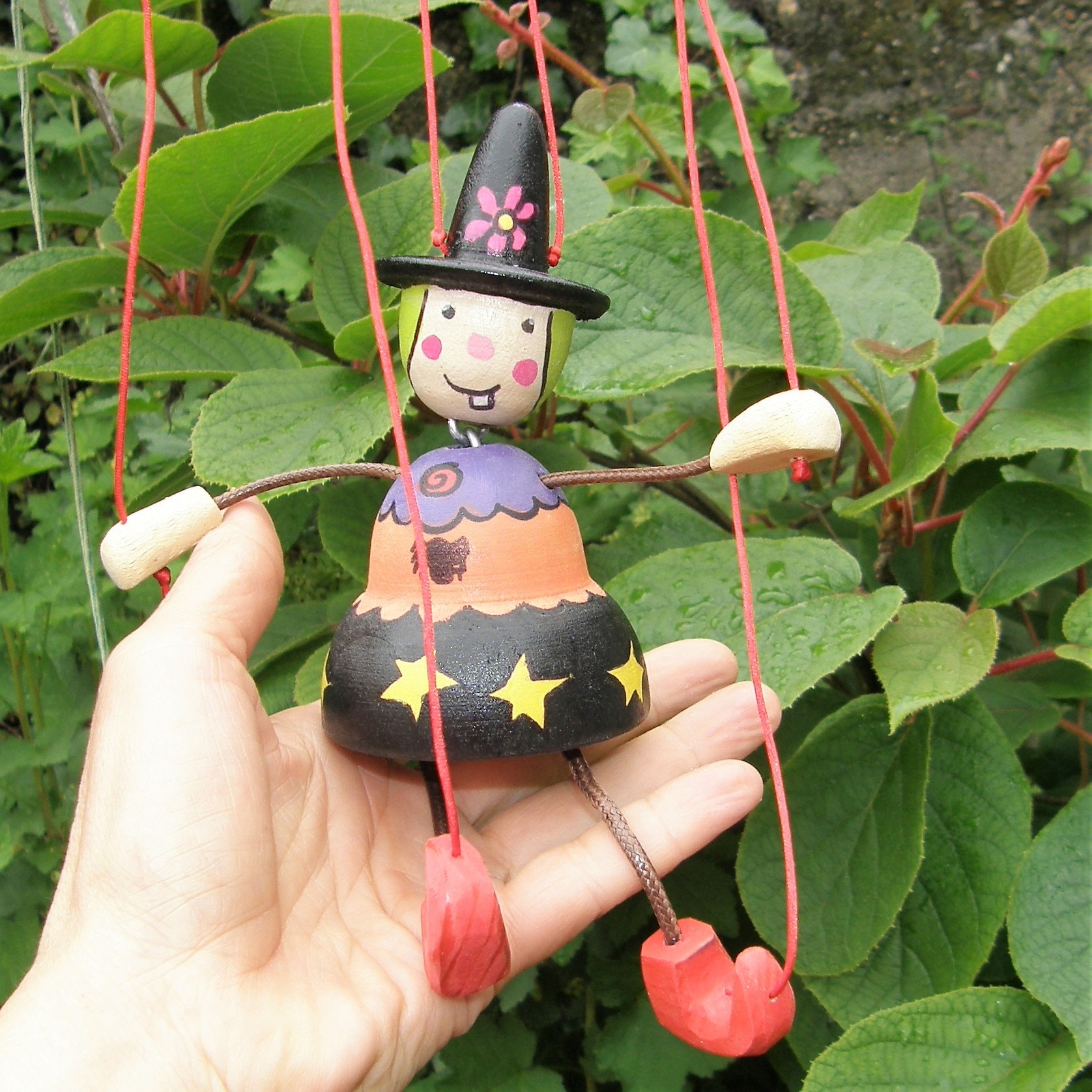 Little Witch Puppet Wooden Puppet Wooden Toy Children's | Etsy