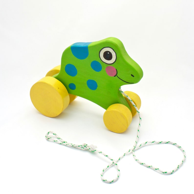 Wooden Frog Pull Toy⎟animals on Wheels⎟wooden Frog Toy⎟organic Toy⎟toys ...