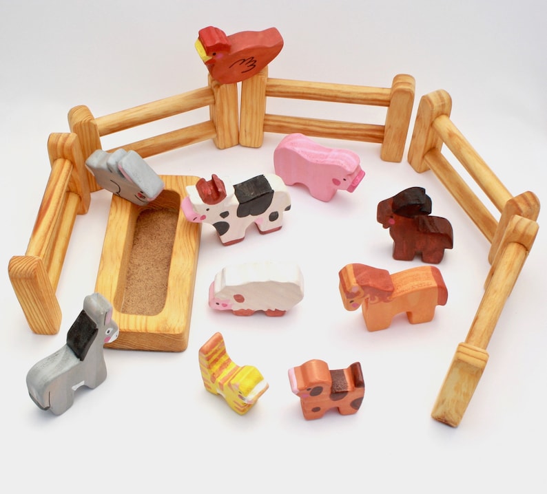 Wooden Farm Animals Set⎟wooden Animals⎟ Wooden Farm Set⎟toy Animals ...