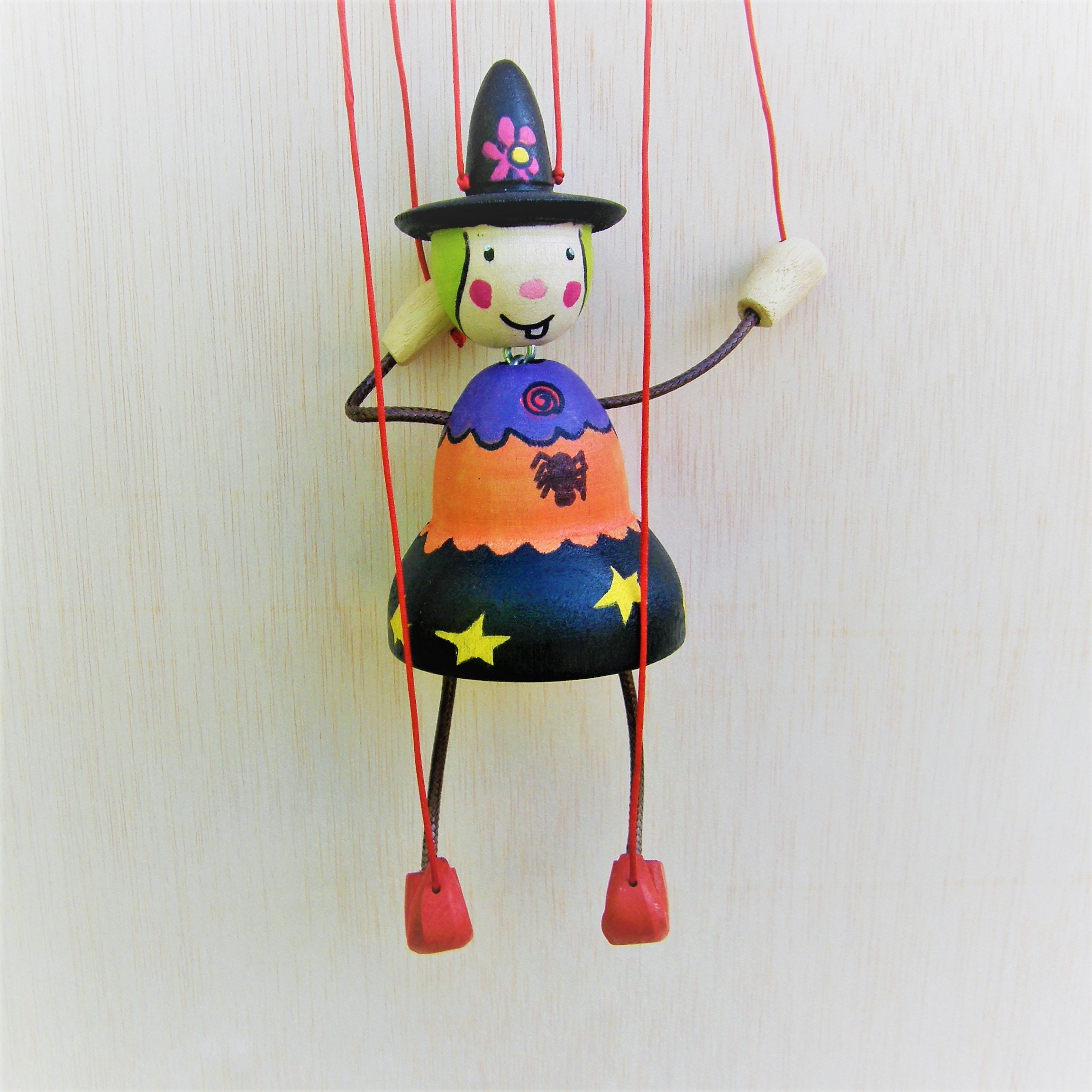 Little Witch Puppet Wooden Puppet Wooden Toy Children's | Etsy