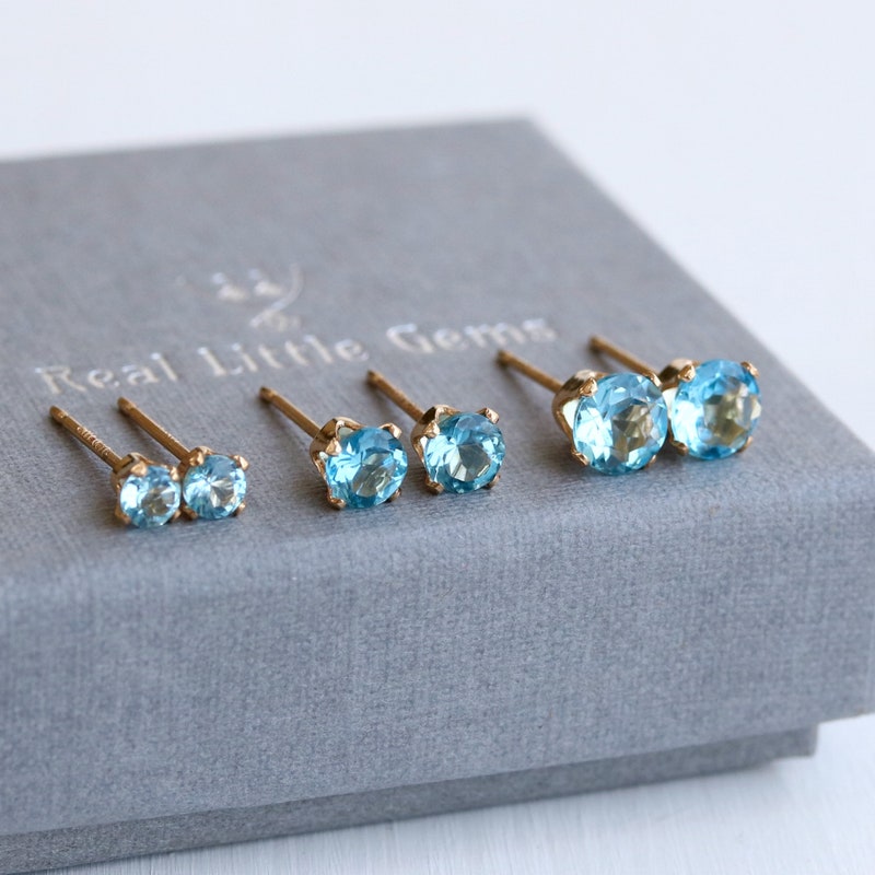 Earrings Blue Topaz Stud - Etsy