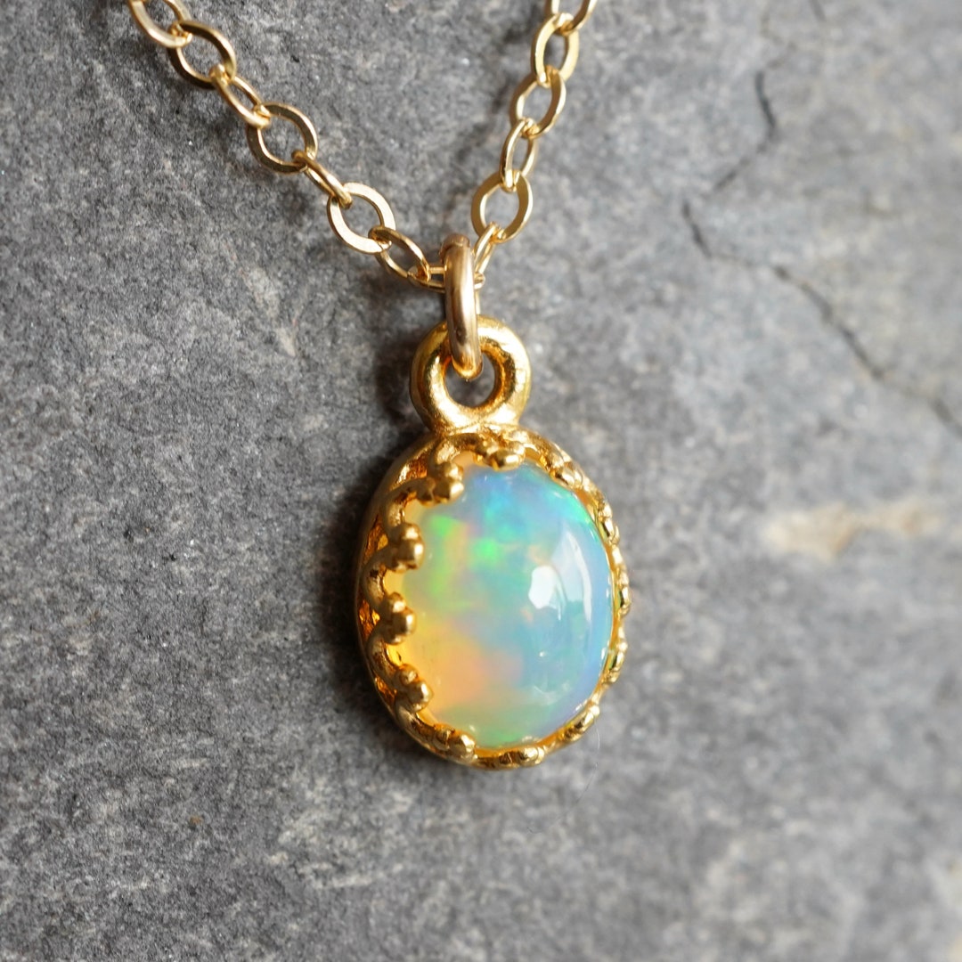 Dainty Natural Ethiopian Welo Opal 14k Gold Filled Pendant Necklace ...