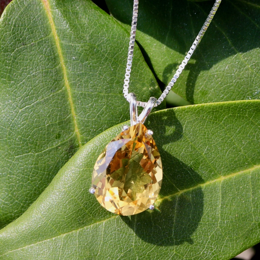 Faceted Citrine Pear Shaped 925 Sterling Silver Pendant Necklace Gift ...