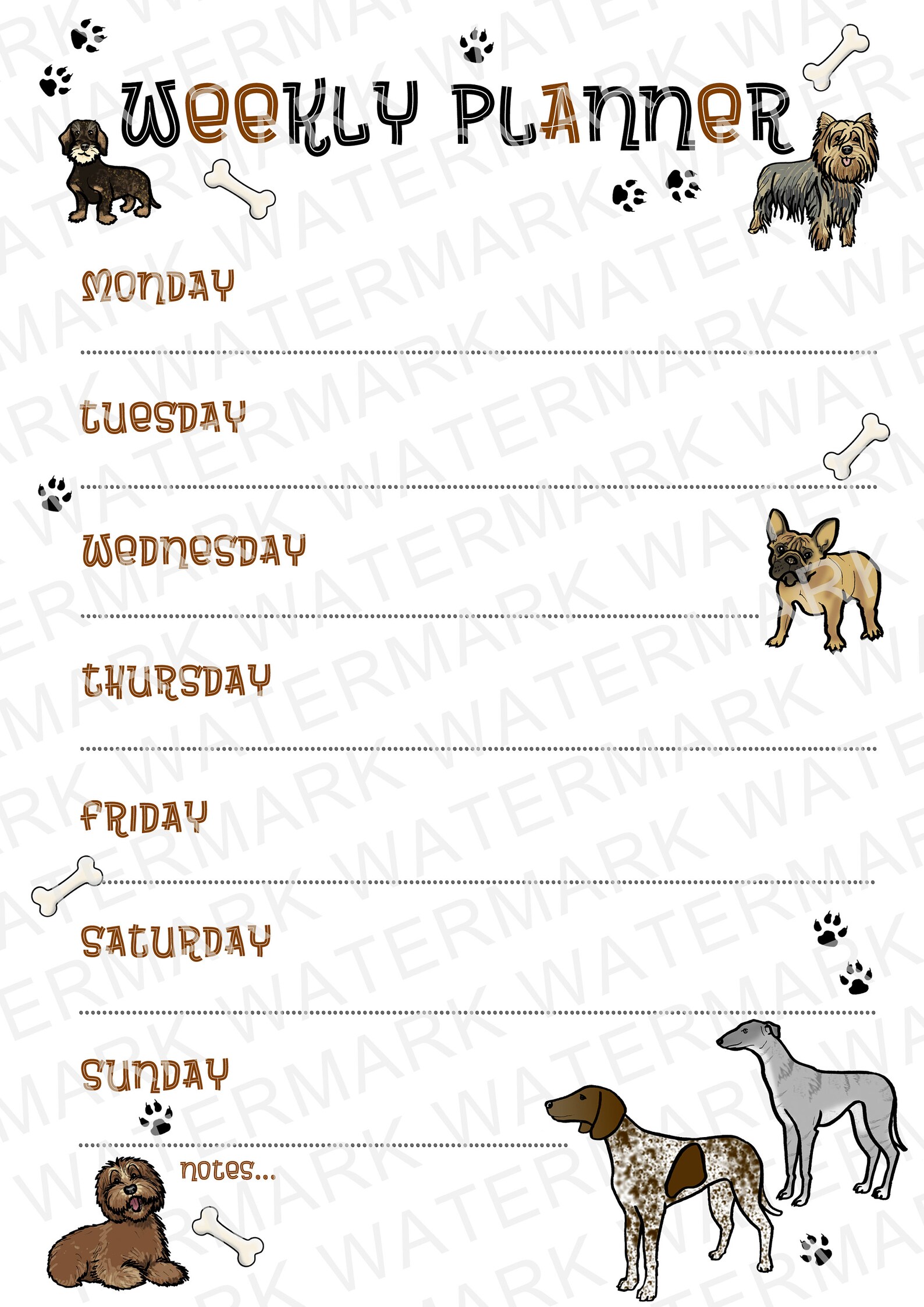 Dog Weekly Planner - Etsy