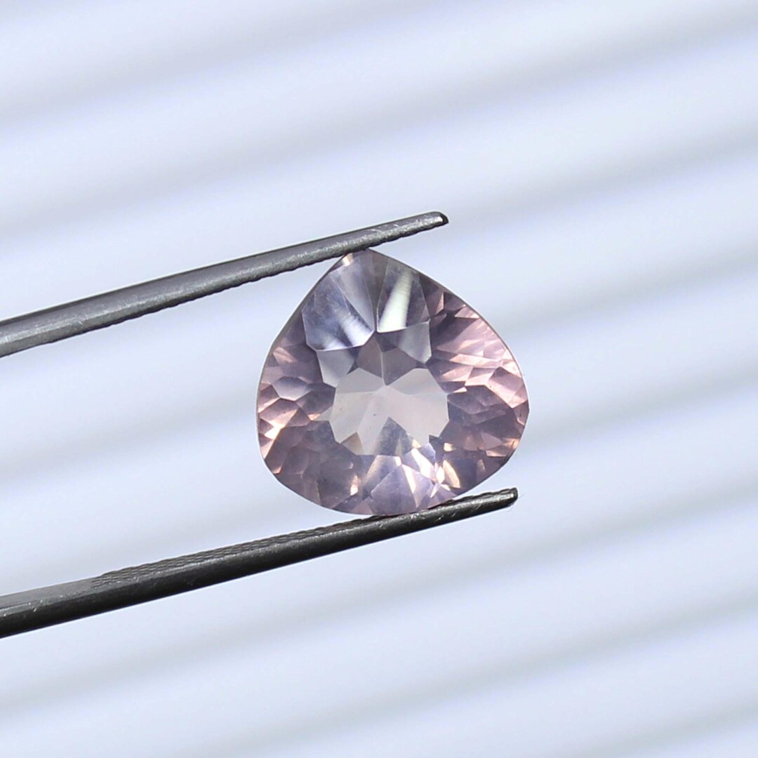 Pink Rose Quartz Concave Cut Heart Shape Flawless Quality Rose Quartz ...